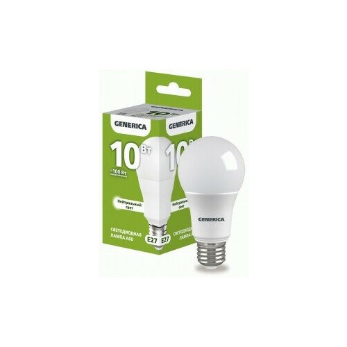 Светодиодная LED лампа IEK GENERICA ЛОН A60 E27 10W(1000lm) 4000K 4K 55x100 матовая LL-A60-10-230-40-E27-G (упаковка 16 штук)