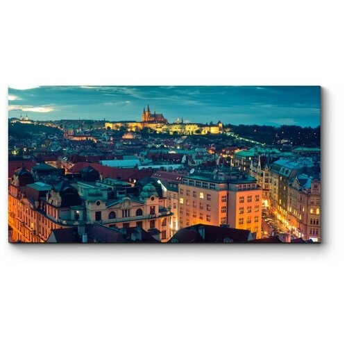 Модульная картина Панорама ночной Праги 90x45