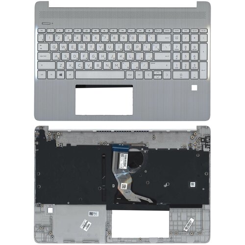 Клавиатура (keyboard) для ноутбука HP 15S-EQ, 15S-FQ, топкейс серебристый FPR