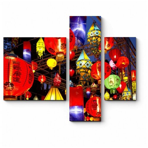 Модульная картина Волшебный свет китайских фонариков, Гонконг 80x66