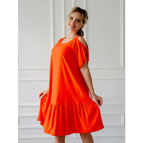 Платье Совушка Трикотаж, размер 52, оранжевый