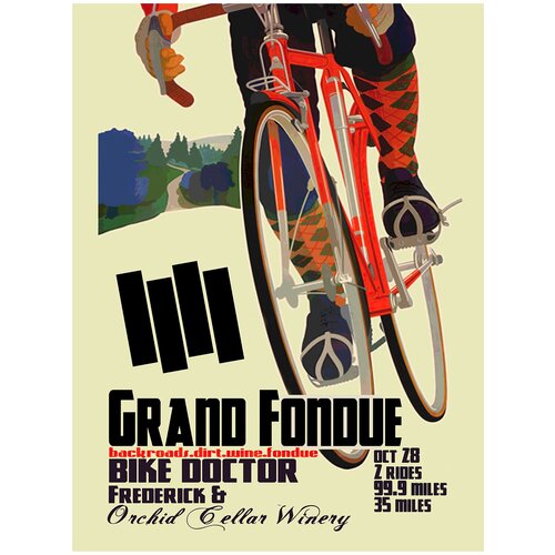 Постер / Плакат / Картина Велогонка Гранд Фондю 50х70 см в раме