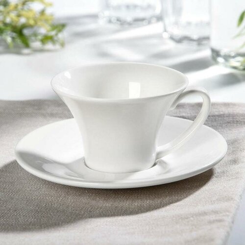 Кофейная пара фарфоровая Wilmax, 2 предмета: кружка 100 мл, блюдце d=13 см, цвет белый(6 шт.)