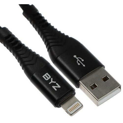 BYZ Кабель BYZ BC-029, Lightning - USB, 5 А, 1 м, нейлон, черный