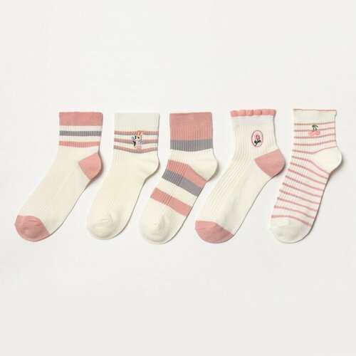 Носки Minaku, 5 пар, размер 36/41, мультиколор, бежевый, розовый, белый