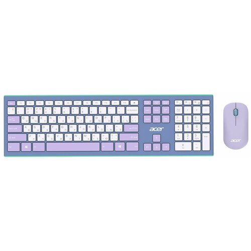 Клавиатура + мышь Acer OCC200 клав: фиолетовый/зеленый мышь: фиолетовый/зеленый USB беспроводная slim Multimedia (ZL. ACCEE.003)