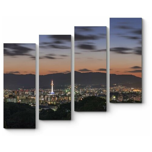 Модульная картина Неповторимая панорама ночного Киото 130x112