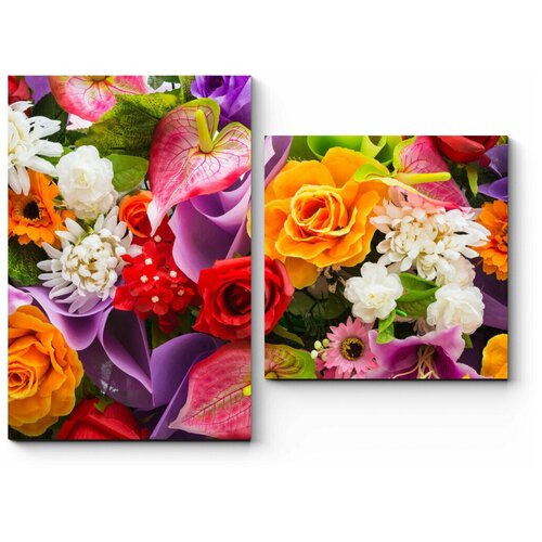Модульная картина Буйство цветочных красок 60x45