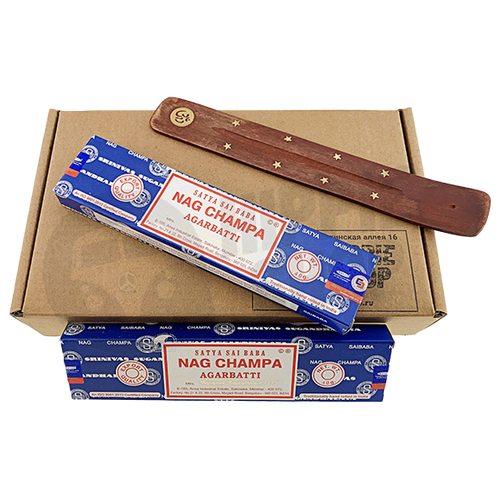Набор благовоний Satya Nag Champa 2 упаковки по 40 гр. + подставка