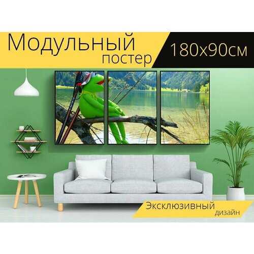 Модульный постер "Кермит, лягушка, марионетка" 180 x 90 см. для интерьера