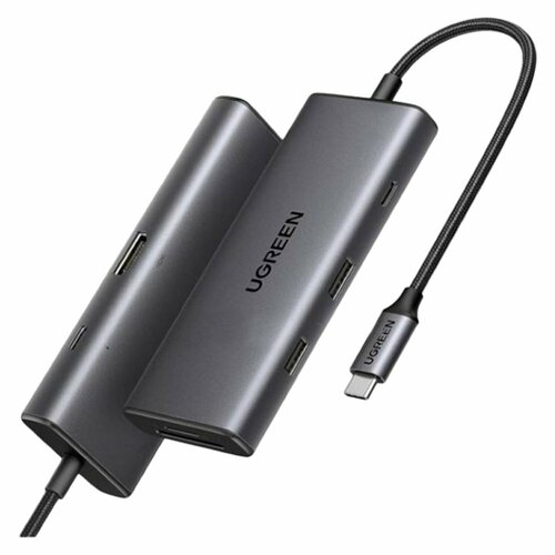 Конвертер UGREEN CM498 (15531) USB-C To HDMI+2*USB 3.2 A+ USB-C 3.2+SD/TF+PD Converter. Цвет: серый