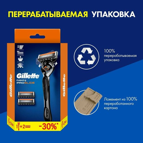 Подарочный набор: Gillette Fusion5 ProGlide мужская бритва , 3 кассеты, с 5 лезвиями, с углеродным покрытием, с технологией Flexball, с триммером