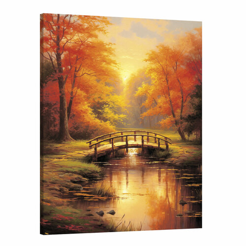 Интерьерная картина 50х70 "Осенний мостик"
