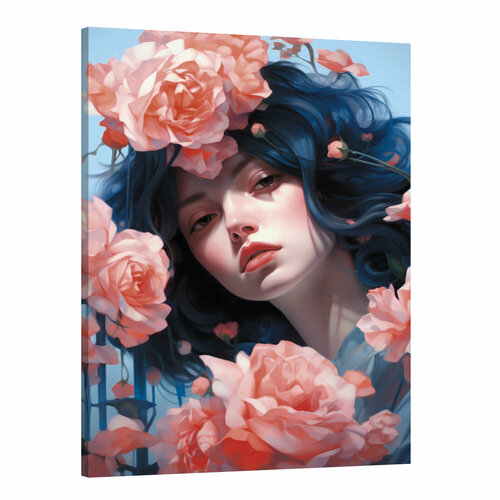 Интерьерная картина 50х70 "Девушка и розы"