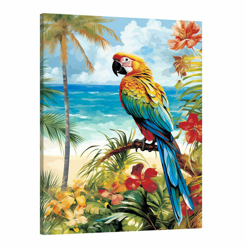 Интерьерная картина 50х70 "Попугай в раю"