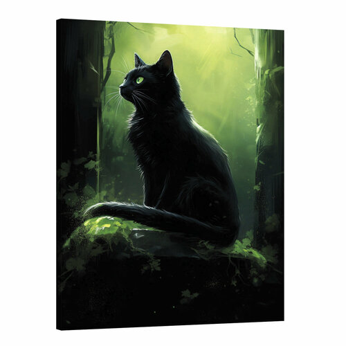 Интерьерная картина 50х70 "Кот во тьме"
