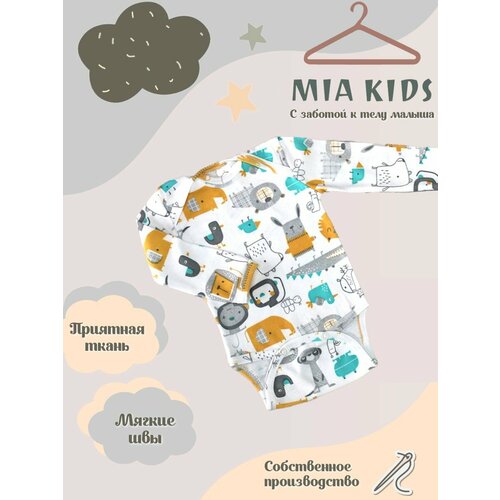 Боди Mia Kids, размер 62, зеленый, оранжевый