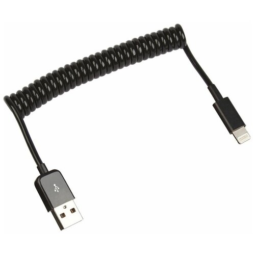 Кабель Liberty Project USB - Lightning (пружина), 1 м, черный