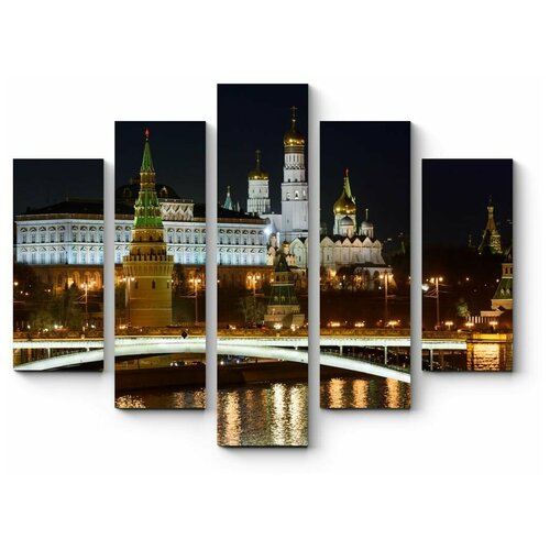 Модульная картина Ночный Кремль в отражении Москвы-реки 115x92