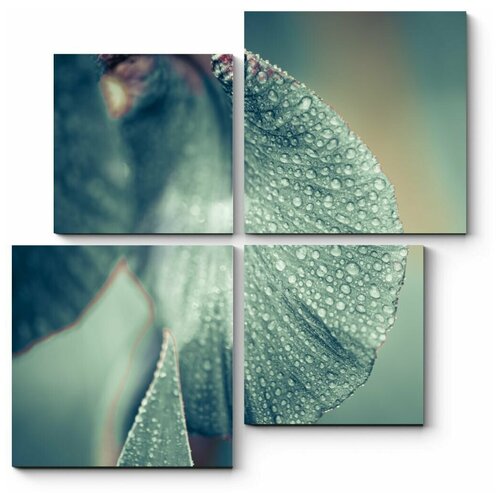 Модульная картина Капли дождя на ирисе 70x70