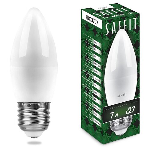 Упаковка светодиодных ламп 10 шт. Saffit SBC3707 55033, E14, C37, 7 Вт, 4000 К
