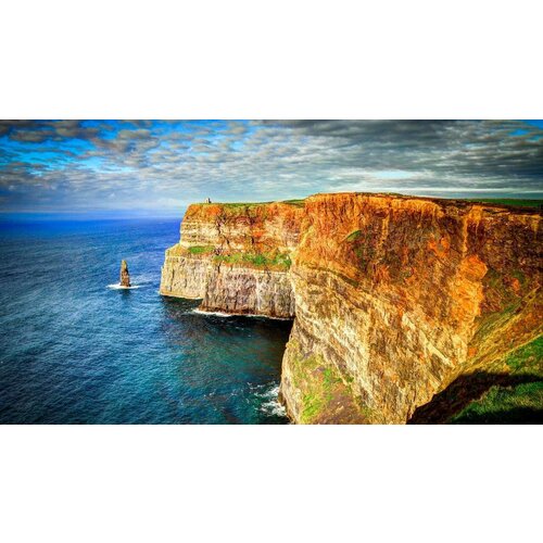 Картина на холсте 60x110 LinxOne "Море Ирландия пейзаж скалы" интерьерная для дома / на стену / на кухню / с подрамником