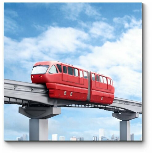 Модульная картина Красный монорельсовый поезд60x60