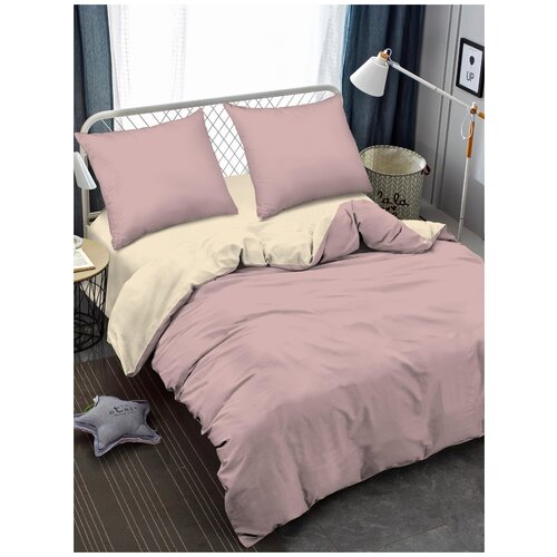 Комплект постельного белья Amore Mio Bella, 2-спальное, мако-сатин, розовая пудра