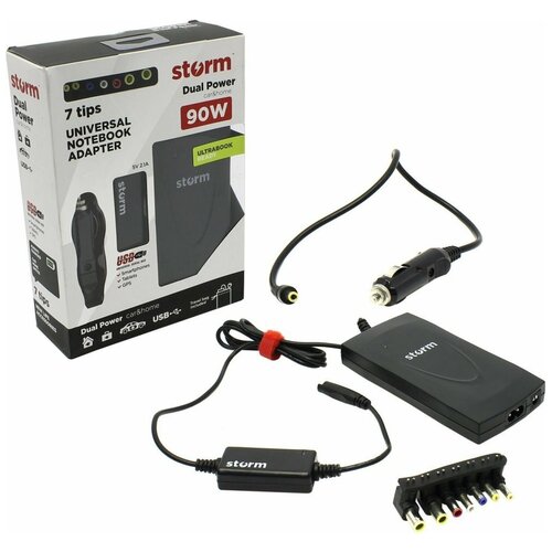 Адаптер для ноутбуков STM Dual DLU90, 90W, EU AC power cord& Car Cigaratte Plug, USB(2.1A) (DLU90)