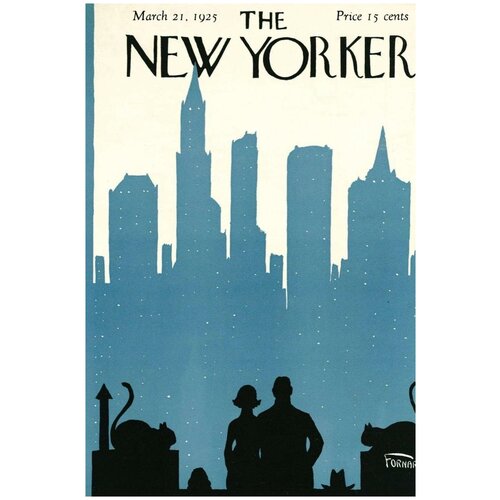 Постер / Плакат / Картина Обложки New Yorker - Двое на крыше 40х50 см в подарочном тубусе