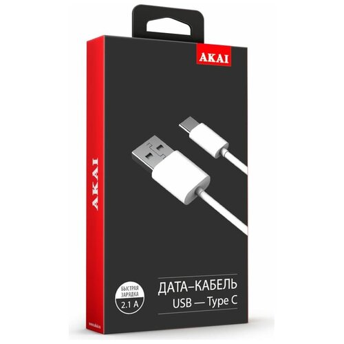 Дата-кабель Akai CE-465W USB-Type-C TPE белый