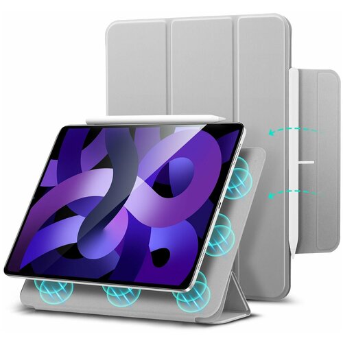 Чехол книжка ESR Rebound Magnetic Case с застежкой для Apple iPad Air 4 (2020), Air 5 (2022) и iPad Pro 11" (2018), серый