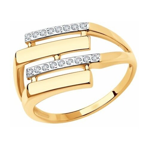 Кольцо Diamant online, красное золото, 585 проба, фианит, размер 19, бесцветный