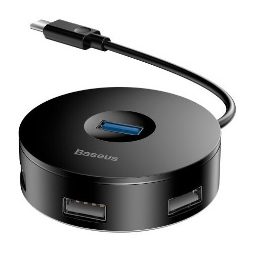 USB-концентратор  Baseus round box Type-C HUB (CAHUB-G), разъемов: 4, 25 см, черный