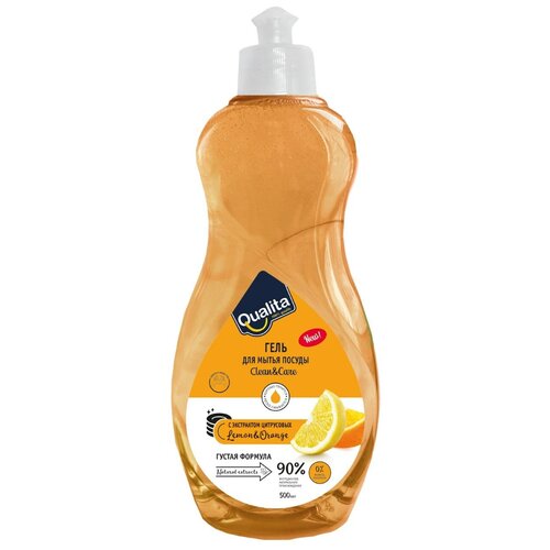 Qualita Гель для мытья посуды Lemon & Orange, 0.5 л, 0.54 кг