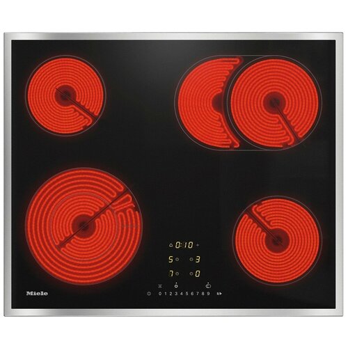 Электрическая варочная панель Miele KM 6540 FR, с рамкой, цвет панели черный, цвет рамки серебристый