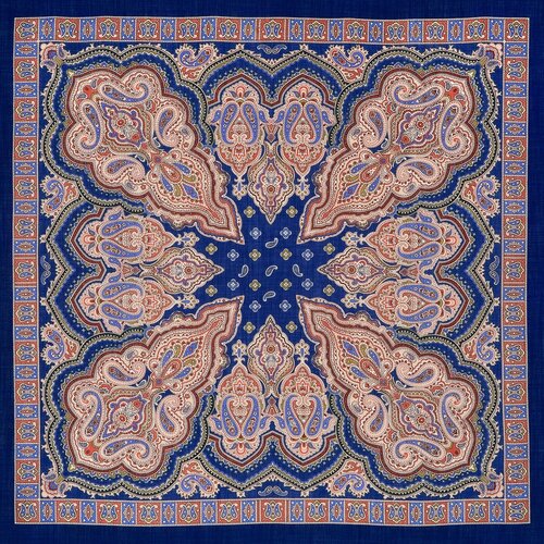 Платок Павловопосадская платочная мануфактура,89х89 см, фиолетовый, синий
