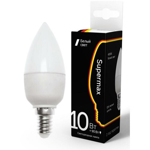 Лампа светодиодная Supermax 10Вт свеча E14 230В 4000К | код. Sup_LED10wCNE1440 | космос (7шт. в упак.)