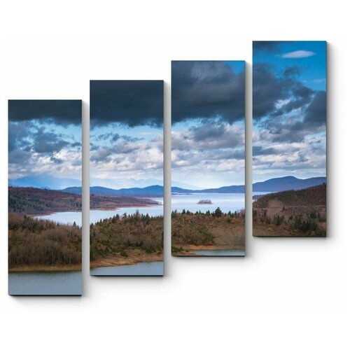 Модульная картина Пейзаж в оттенках голубого 120x104