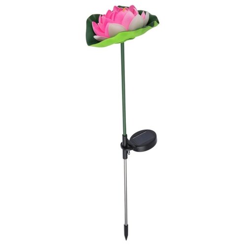 Luazon Lighting светильник садовый, Лотос, 9253483 светодиодный, цвет арматуры: зеленый, цвет плафона розовый
