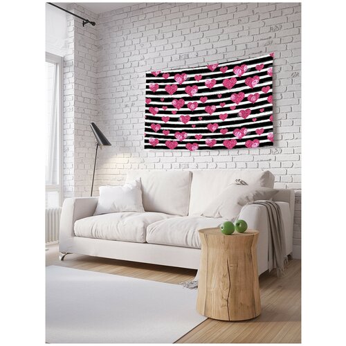 Горизонтальное фотопанно на стену JoyArty "Сердечки и полоски", из ткани, 100х150 см