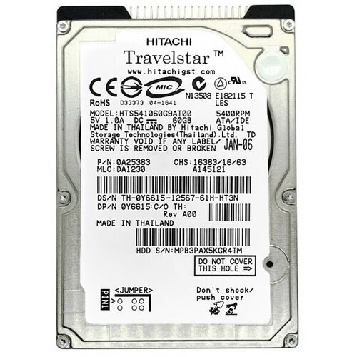 Жесткий диск Hitachi 0A25827 60Gb 5400 IDE 2,5" HDD