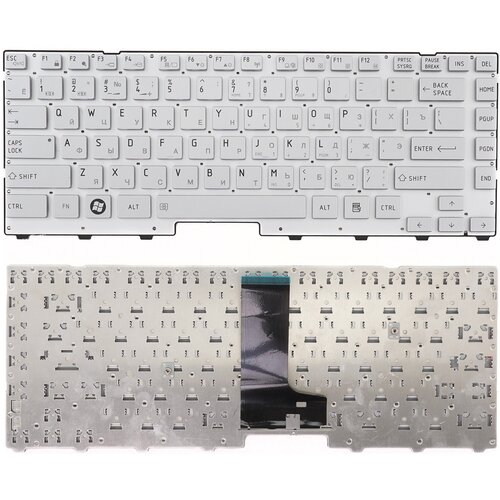 Клавиатура для ноутбука Toshiba T230, T235 серебристая без рамки, плоский Enter