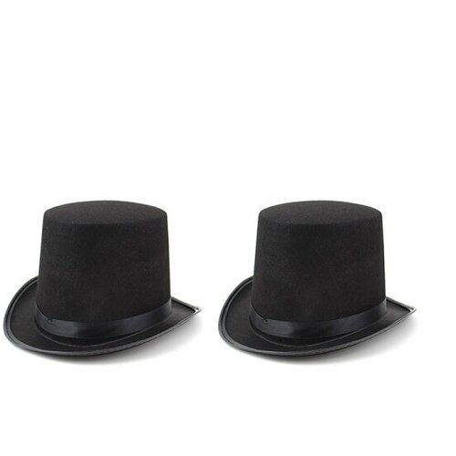 Цилиндр черный фетровый, шляпа карнавальная размер 59-60 (Набор 2 шт.)