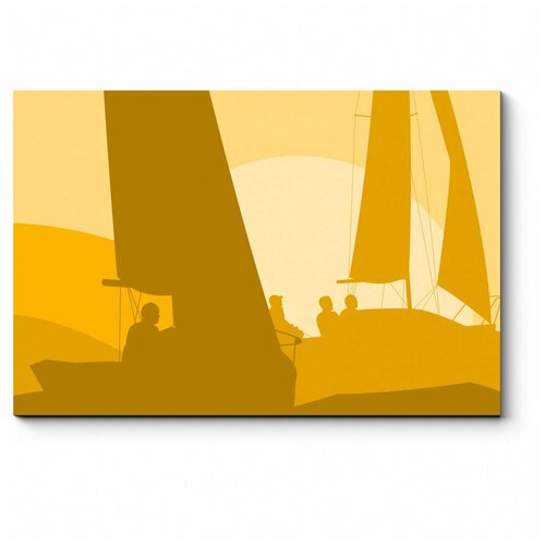 Модульная картина Яхты в лучах закатного солнца 70x47