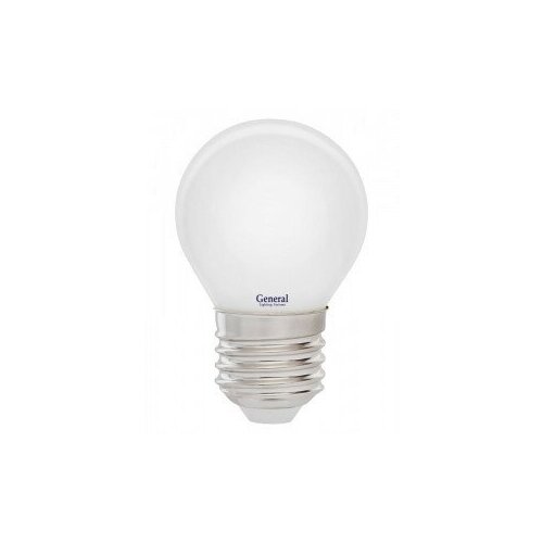 Светодиодная LED лампа General филамент шар E27 8W 6500K 6K 45x76 (нитевидная), матовая 654700 (упаковка 14 штук)