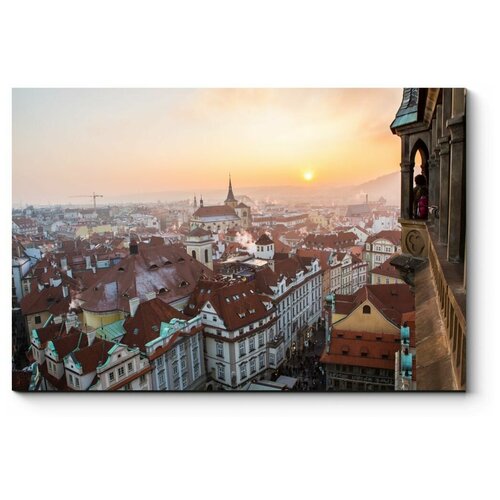 Модульная картина Зимний закат в Праге140x93