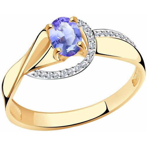 Кольцо Diamant online, золото, 585 проба, бриллиант, танзанит, размер 18