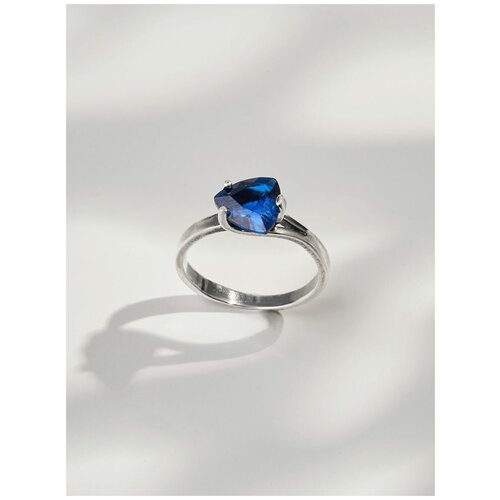 Кольцо Shine & Beauty, фианит, размер 17.5, серебряный, синий