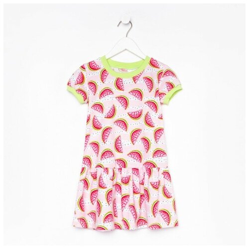 Платье для девочки, цвет розовый/арбузы, рост 122 см